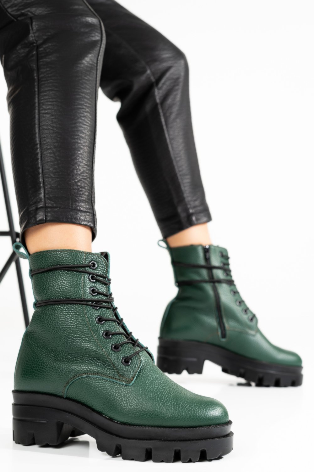 GHETE DAMA PIELE NATURALA VERZI 1S7780 - PANTOFICOMOZI