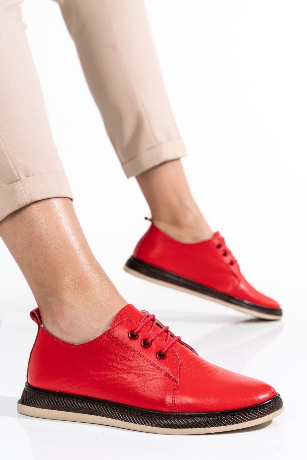 PANTOFI ROSII PIELE NATURALA APCK550 - PANTOFICOMOZI