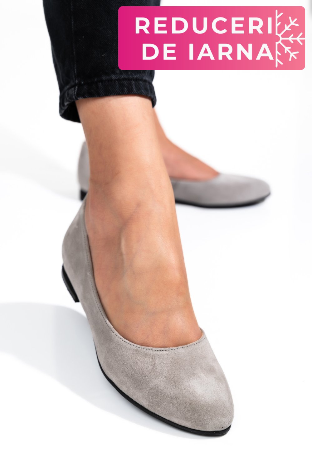 BALERINI GRI PIELE NATURALA INTOARSA 4S7750B - PANTOFICOMOZI