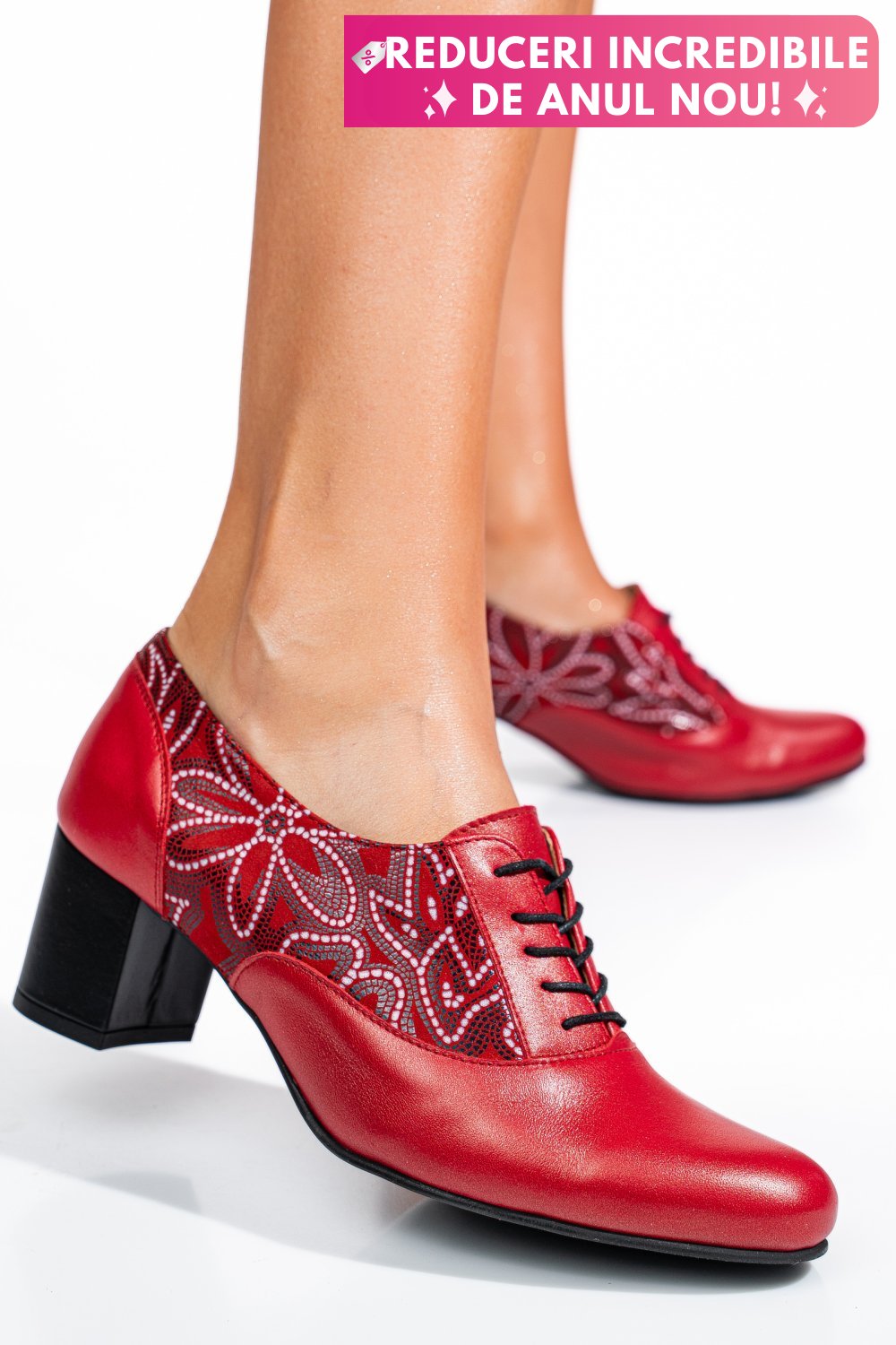 PANTOFI ROSII PIELE NATURALA 1S77515PA - PANTOFICOMOZI